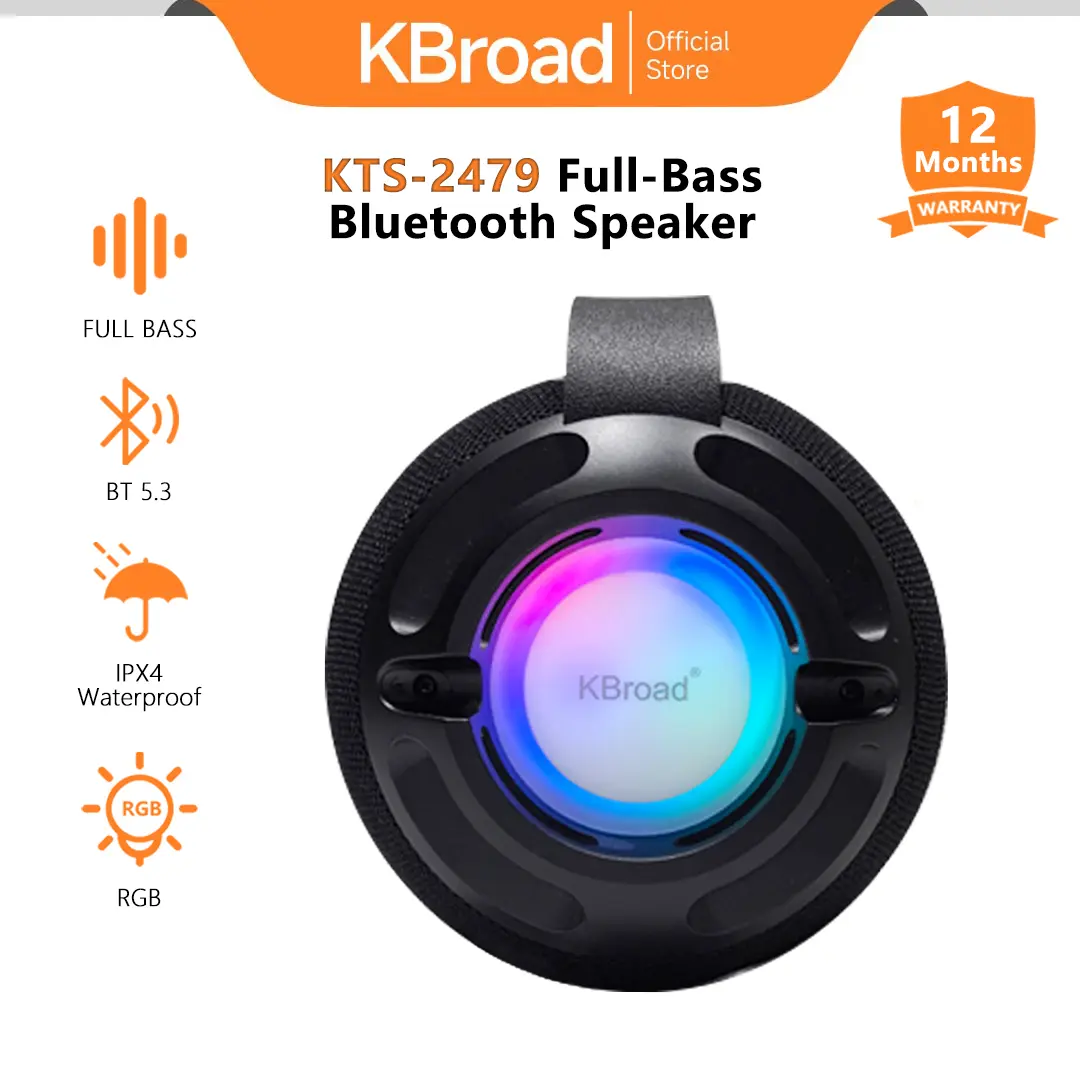 Full Bass Speaker Mini Waterproof KBroad KTS-2479 5W dengan Lampu RGB ...