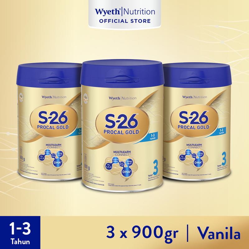 Buy 3 S-26 PROCAL GOLD 900g Susu Bubuk Formula Lanjutan - Shop | Tokopedia