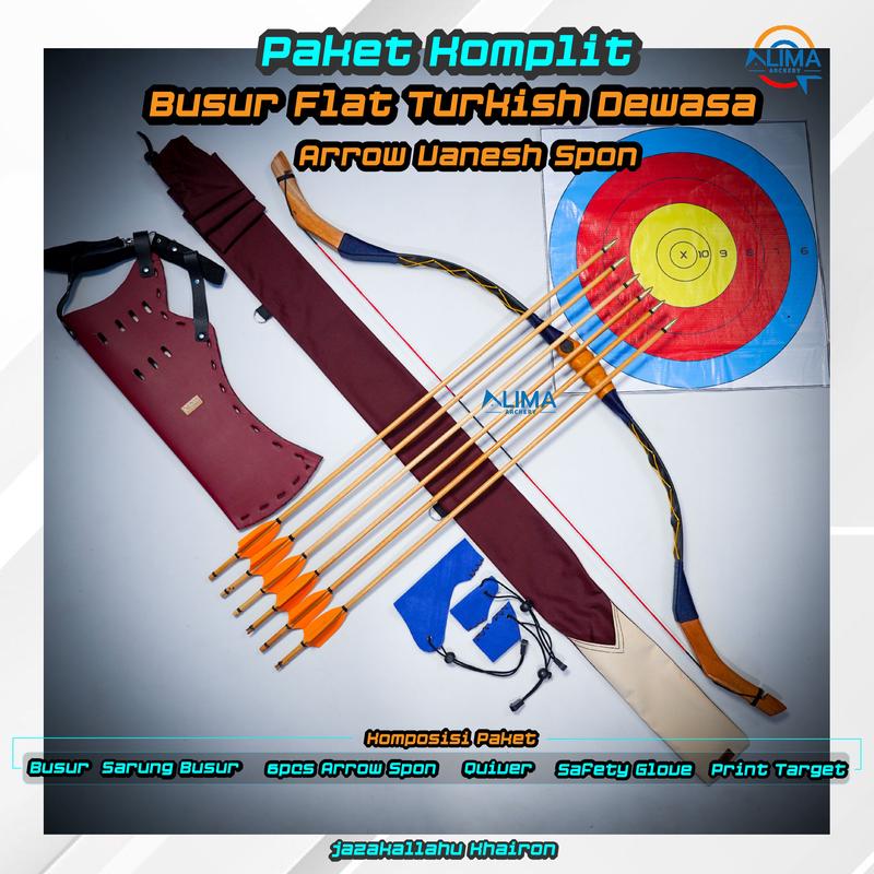 Busur Fiber Flat Dewasa 30Lbs-50Lbs Paket Komplit Olah Raga Panahan ...