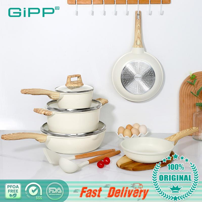 GiPP Non-stick Frying Pans Set 10 Piece-Cookware Set Pots and - TikTok ...