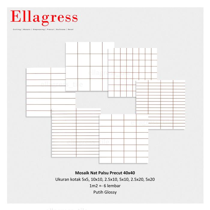 Jual Mosaik Precut Nat Palsu Ellagress Kotak Keramik 40X40 - Putih MT ...