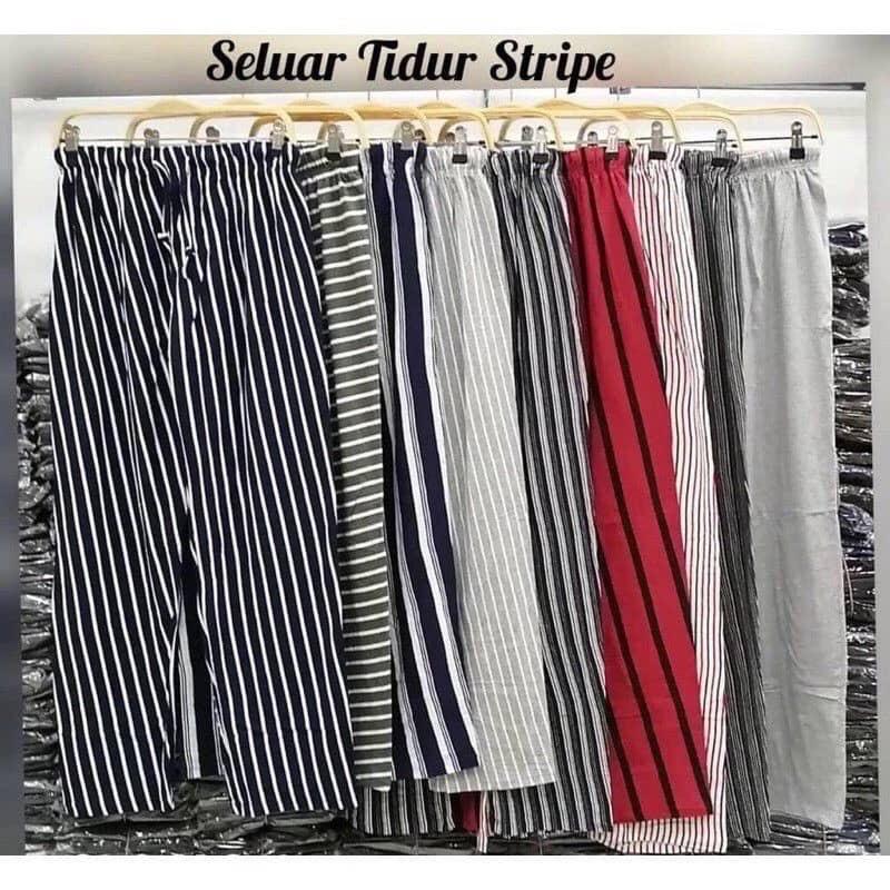 Seluar Tidur Stripe Kain Lembut Cotton big Cutting - TikTok Shop Malaysia