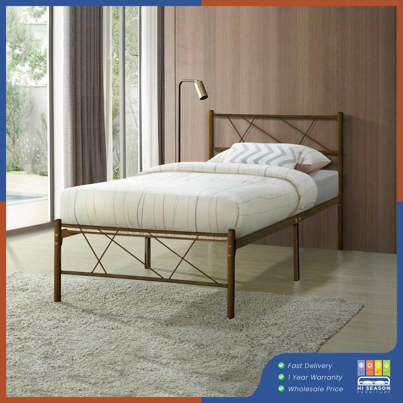 HI SEASON Single Size Bed Metal Frame/Bingkai Katil Bujang/Copper/Murah ...