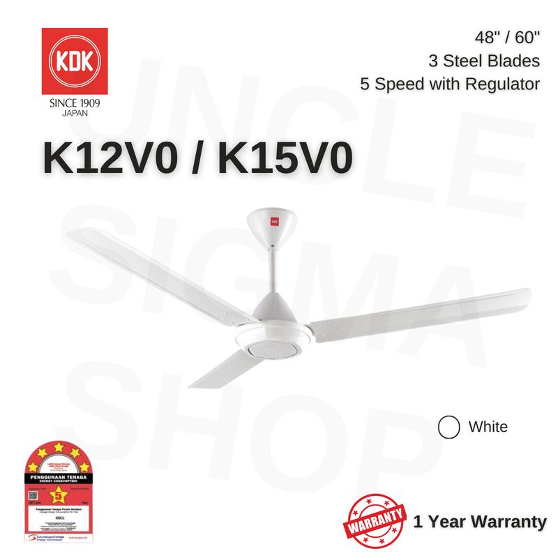 KDK K15V0 60" / K12V0 48" Regulator Ceiling Fan 3 Blades 5 Speed ...
