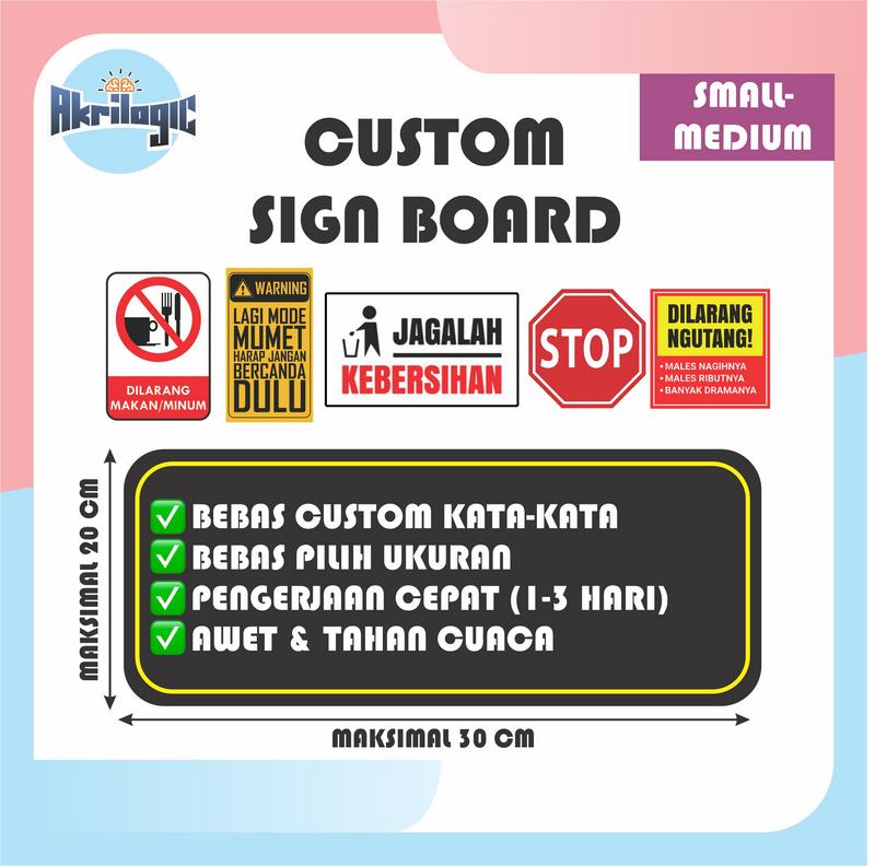 CUSTOM SIGN BOARD AKRILIK (SMALL-MEDIUM) | NAMA RUANGAN, RAMBU-RAMBU ...