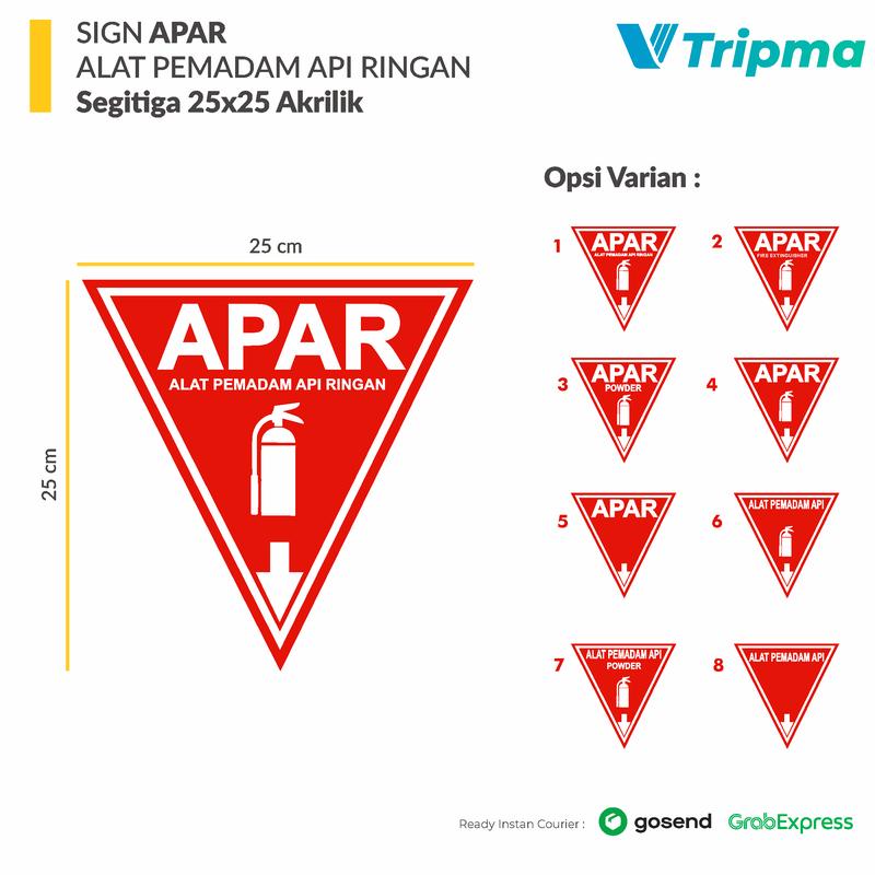 Rambu Rambu Signage APAR - Segitiga 25cm x 25cm Akrilik Reflective ...