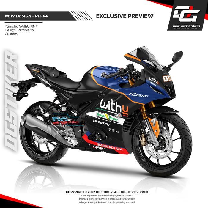 Jual Decal Stiker R15 V4 Hitam Biru WithU rnf dg stiker - Kab. Garut ...