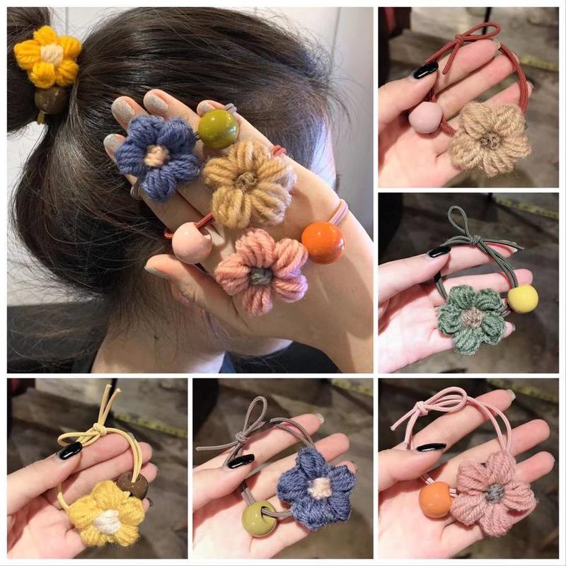 Ikat Rambut Motif Bunga Rajut Aksesoris Rambut Ikat Rambut Karet - Shop ...