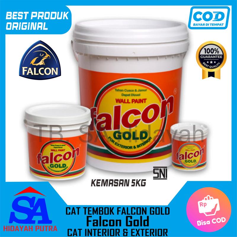 CAT TEMBOK FALCON GOLD 5 KG GALON PUTIH DAN WARNA / cat tembok - Shop ...