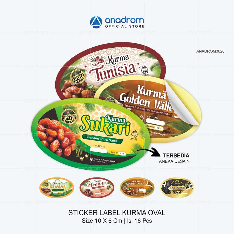Sticker Label Kurma Oval | Sticker Kurma Sukari, Khalas, Ajw - Shop ...