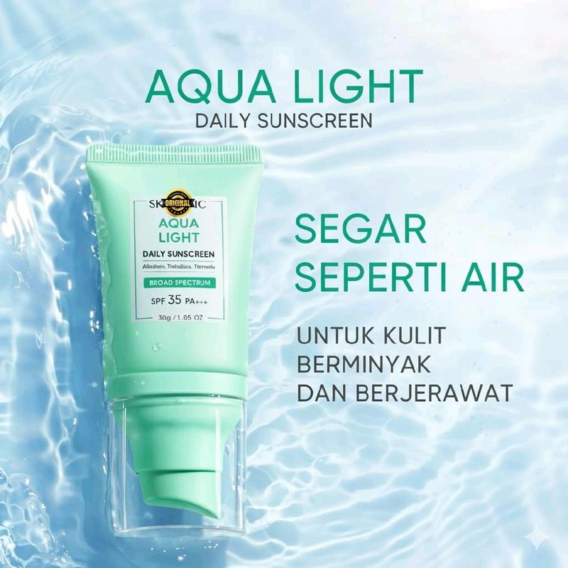 Aqua Light Daily Sunscreen SPF 35 PA+++ 30g [Warna Isi PUTIH KECOKLATAN ...