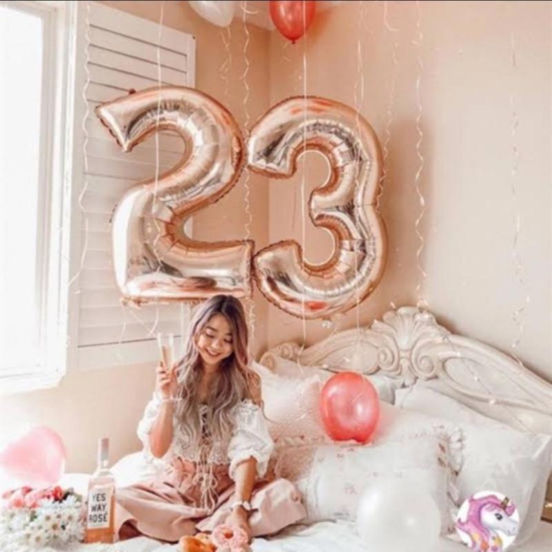 Balon Foil Angka Besar Jumbo 80cm Rose Gold - Shop | Tokopedia