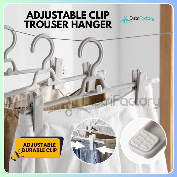 10 PCS Anti- Slip Pant Adjustable Hanger Clip Household Stretch ...