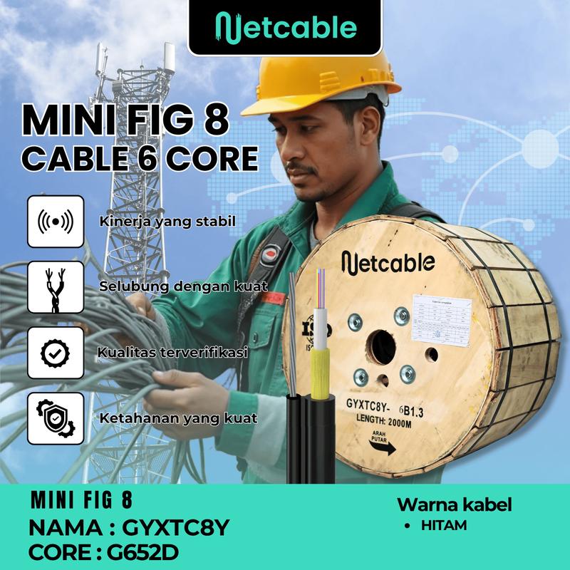 NETCABLE Kabel Fiber Optik Mini Fig 8 6 Core 1KM 2KM | Kabel FO Fig8 ...