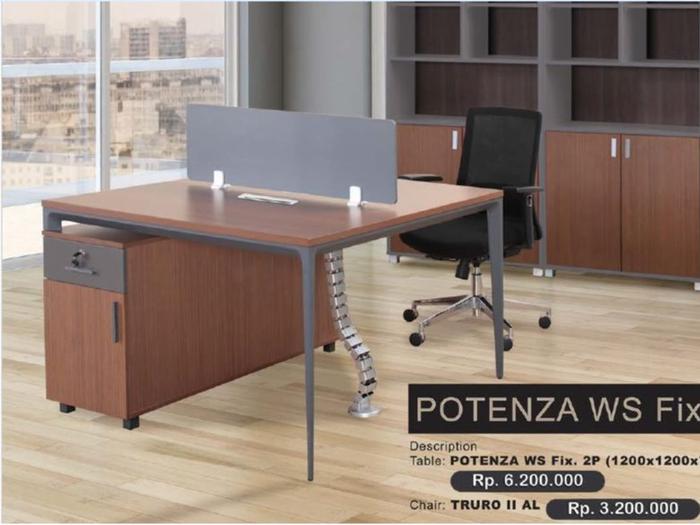 Jual meja kantor partisi kantor indachi potenza 2 orang include laci ...