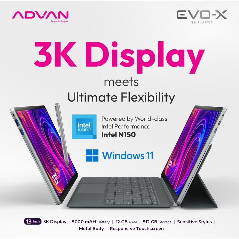 (FREE STYLUS PEN + KEYBOARD MAGNETIC) ADVAN Laptop 2 in 1 Evo-X 13 ...