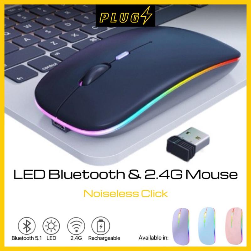 [COD] PLUGS Mouse LED Colorful Bluetooth Rechargeable Wireless - Shop ...