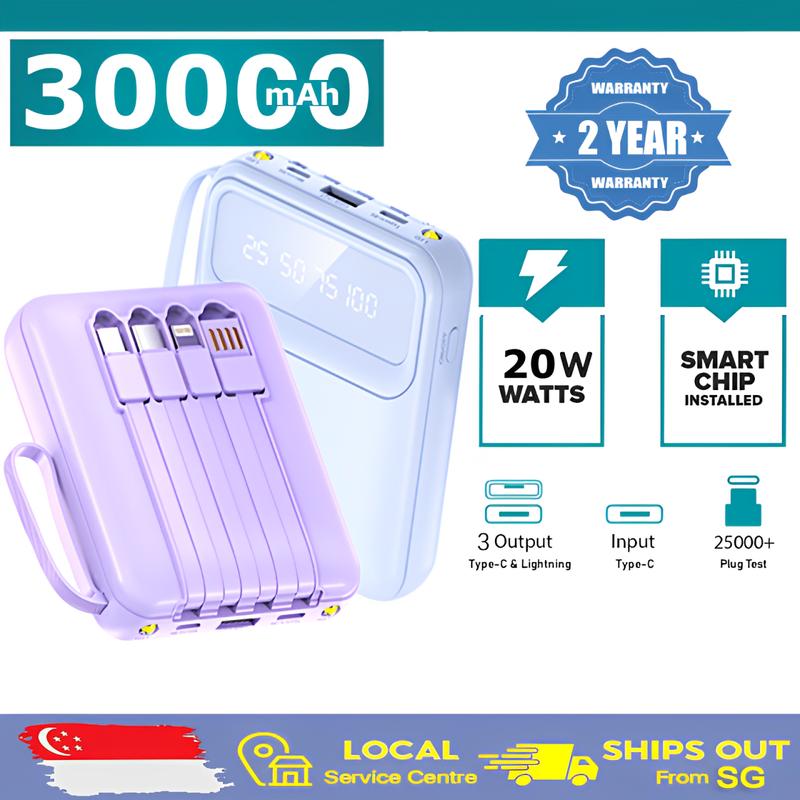 Super fast charging power bank 30000mAh With 4 in 1 charging cable LED ...