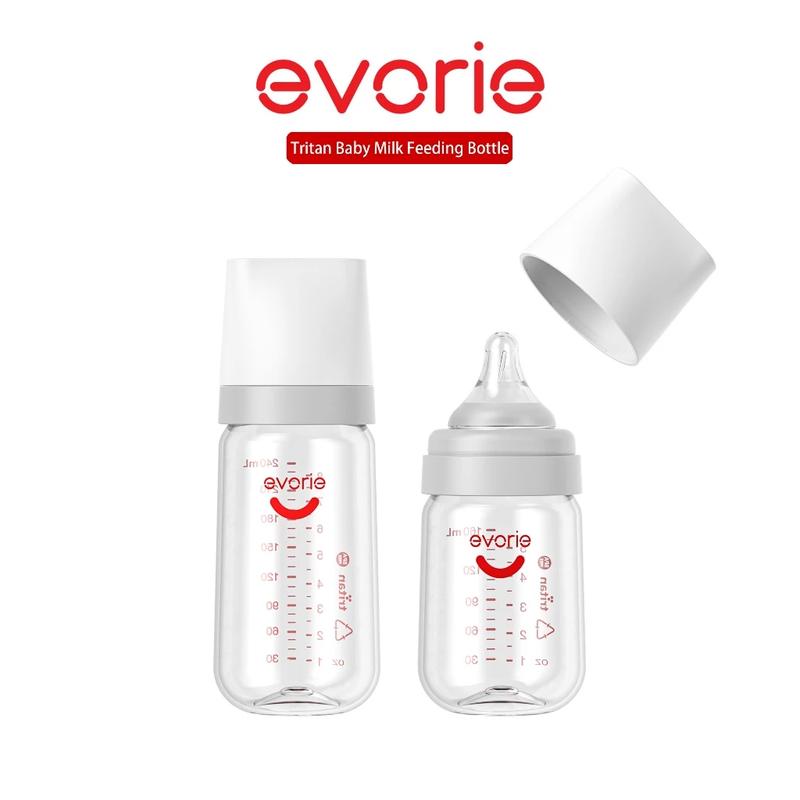 Evorie Tritan Baby Milk Feeding Bottle, Natural Soft Silicone Nipple, 3 ...