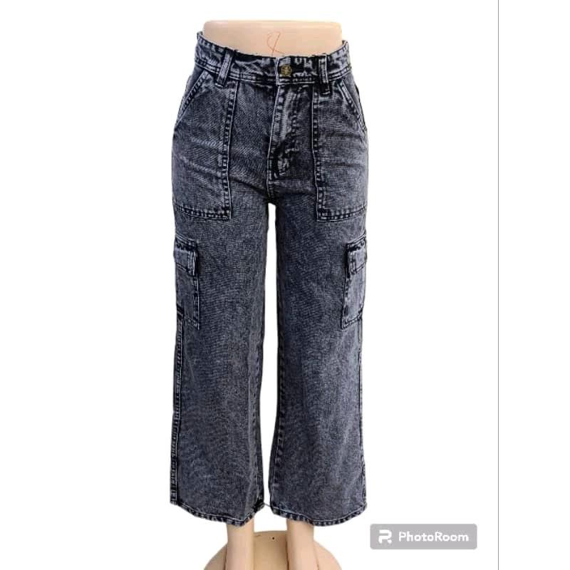 Ledis CARGO ACID WASH arrival jenas six pocket kain denim premium ...