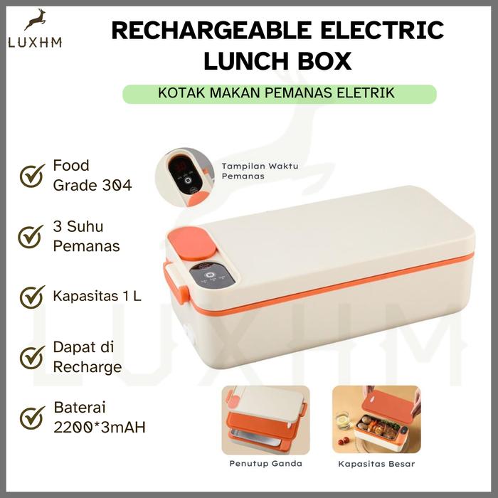 Promo Rechargeable Electric Heating Lunch Box 1L Kotak Makan Penghangat ...
