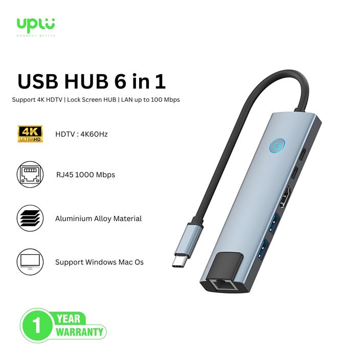 Promo UPLU HUB Converter 6 in 1 Adapter USB Type-C 3.0 to 4K UHD ...