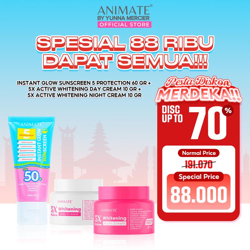 Bundling Animate 5x Active Whitening Day Cream & Night Cream + Animate ...