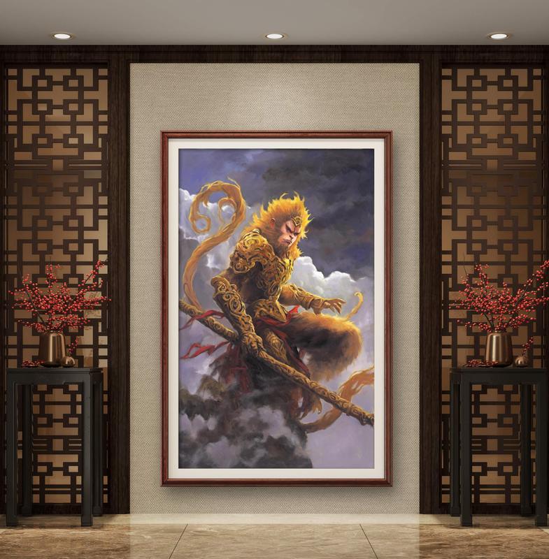 Sun Wukong WuGe Original Oil Painting Office Tea Room Background ...