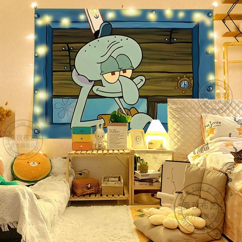 Cartoon Squidward SpongeBob cartoon hanging cloth bedroom wall - TikTok ...