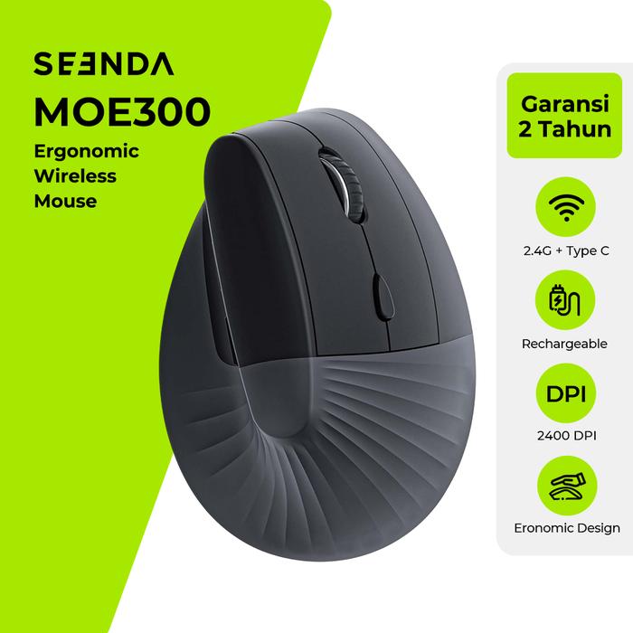 Promo SEENDA MOE300 Vertical Mouse Wireless Silent Click Rechargeable ...