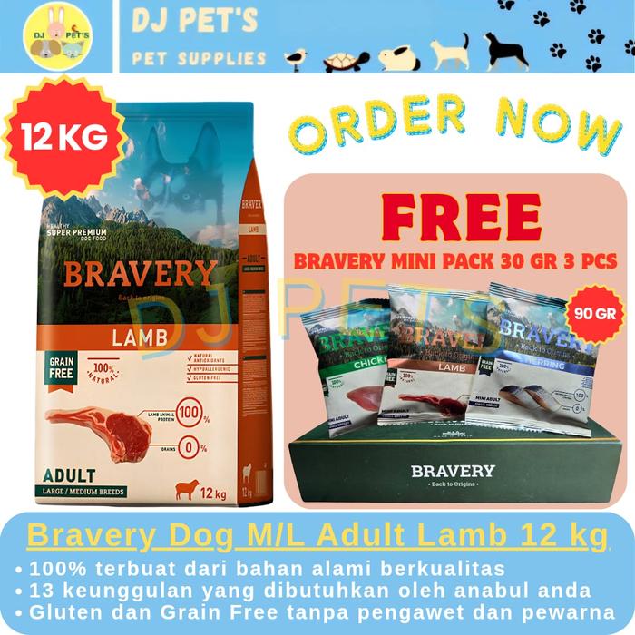 Jual Bravery Dog Medium Large Adult Lamb 12 kg FREE Bravery Mini Pack 1 ...
