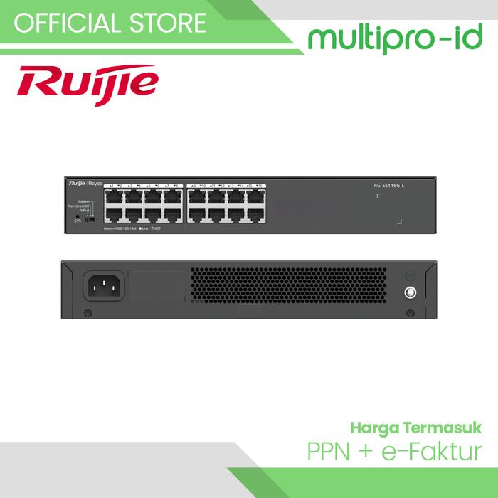 Promo Ruijie RG-ES116G-L 16-Port 10/100/1000 Mbps Unmanaged Non-PoE ...