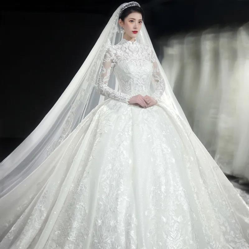 Gaun pengantin muslimah, ekor panjang, lengan panjang, untuk - TikTok ...