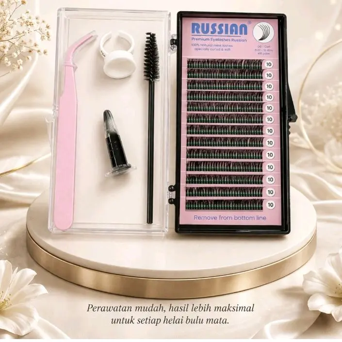 Paket Bulumata Russian 5in1 dengan Lem Mini untuk Eyelash Extension ...
