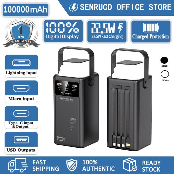 Promo Powerbank 100000MAH Fast Charging With 4 Detachable Data Cables ...