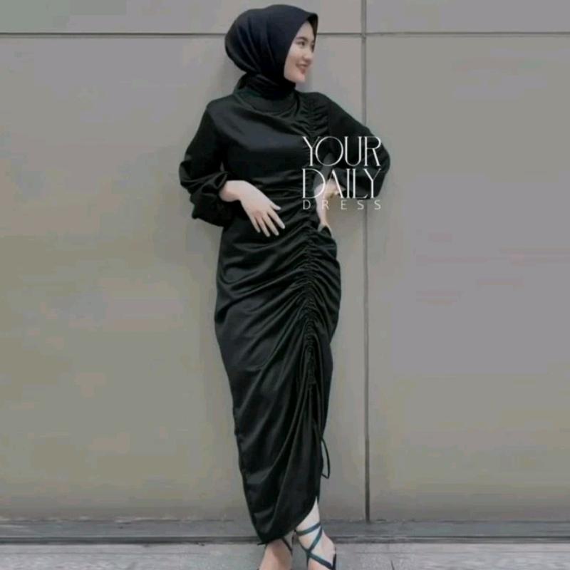 Dress Satin Serut Casual Wanita - Model Terbaru - Shop | Tokopedia