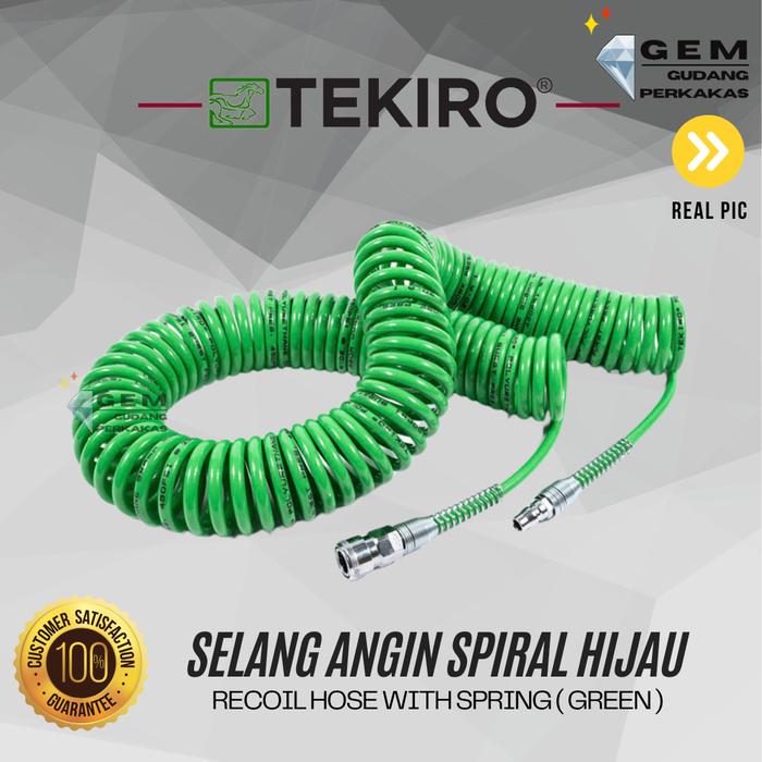 Jual TEKIRO RECOIL HOSE WITH SPRING GREEN / Selang Angin Spiral Hijau ...