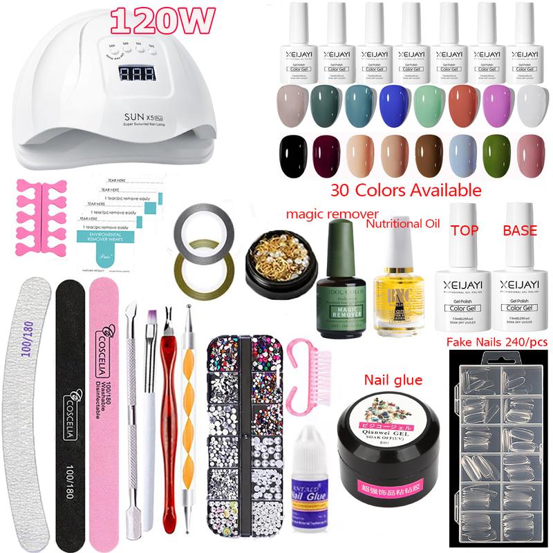 Nail Set Full Set 30 Colors Manicure Tools Kit Contains Fake - TikTok ...