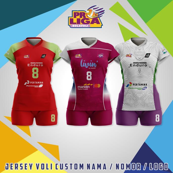 Promo Fiercejersey - Jersey Voli Wanita Merah Ungu Putih Baju Jersey ...