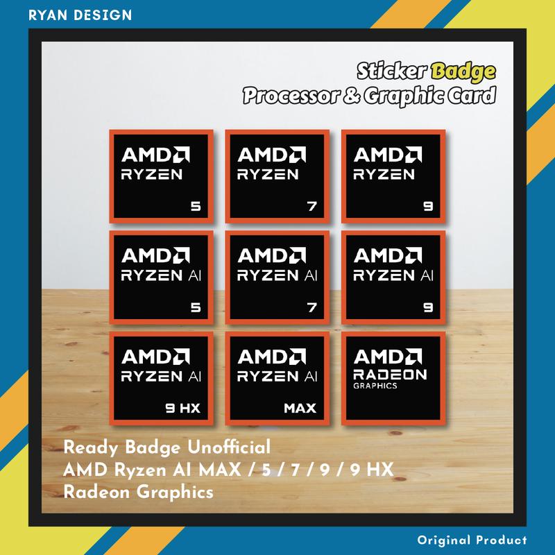 Sticker Logo AMD Ryzen 5 7 9 Ryzen AI 5 7 9 MAX Sticker AMD Radeon ...