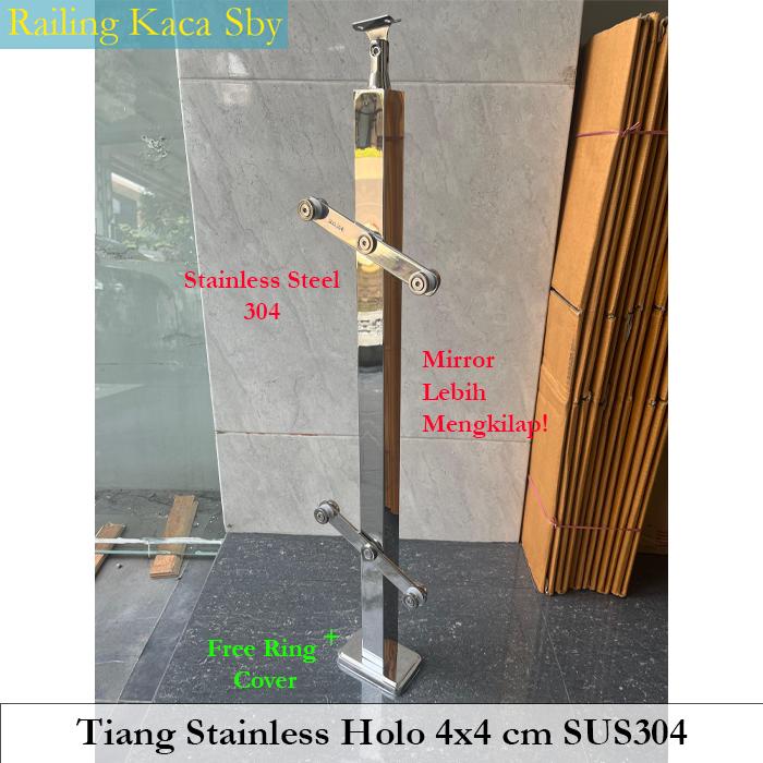 TIANG RAILING TANGGA KACA MODEL KOTAK HOLO 4X4 STAINLESS SUS304 - Shop ...