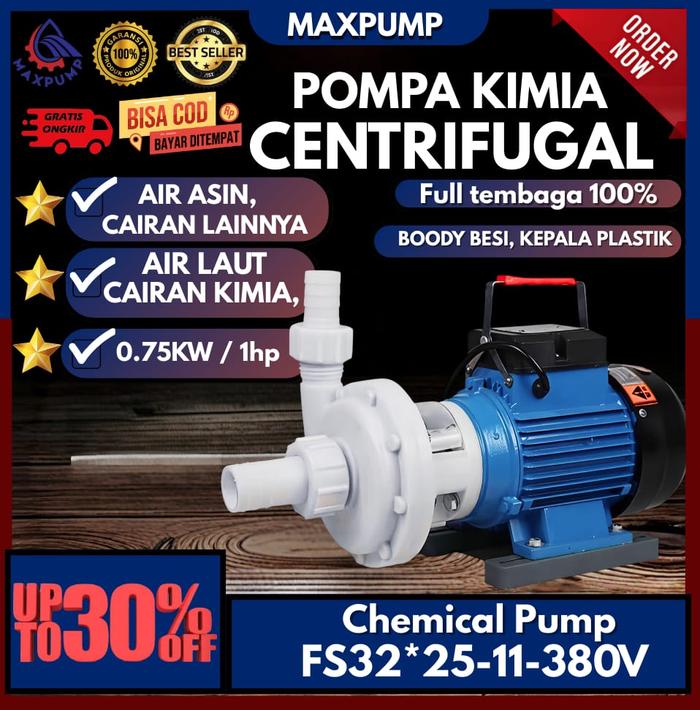 Promo MAXPUMP FS32*25-11-380V Pompa Kimia 0.75kw Chemical pump 380Volt ...