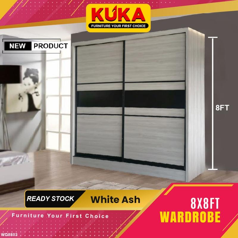 8ft Wardrobe 8 kaki Almari Besar Almari Murah Almari Baju Almari ...