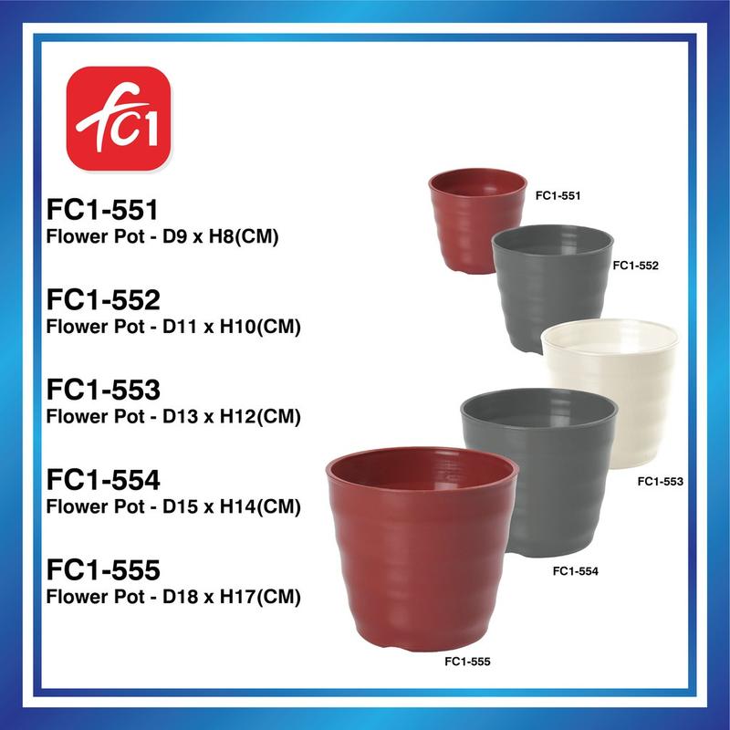 FC1 Pasu Bunga Shinning Texture Round Plastic Flower Pot untuk Taman ...