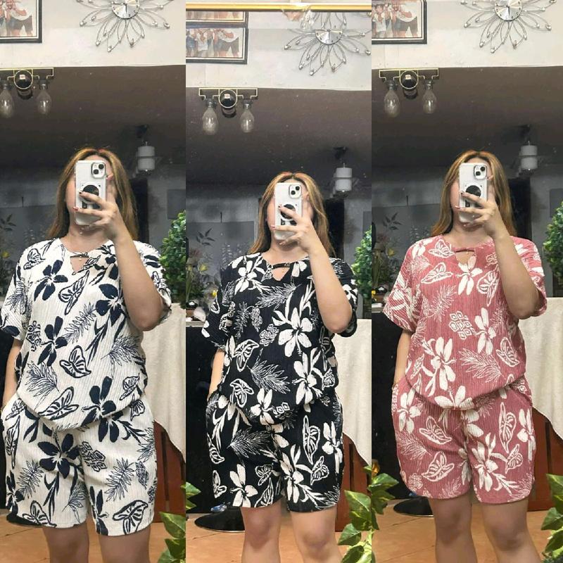 2XL Short Terno Set Womenswear Crepe Fabric Printed Style Coords ...