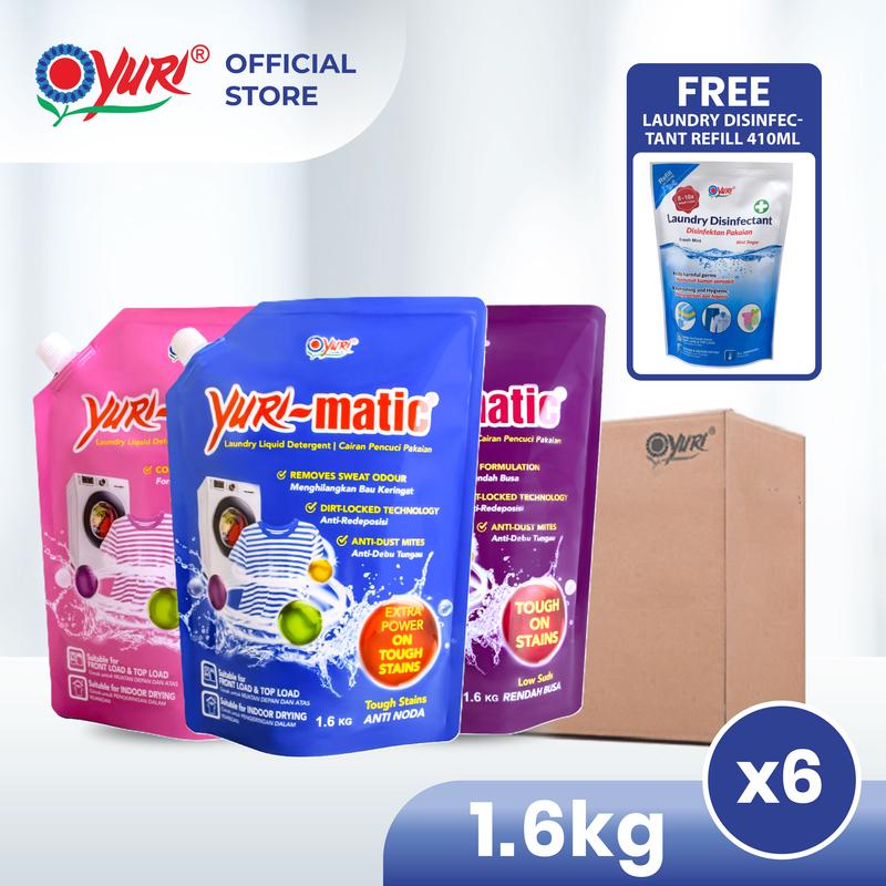 [Carton Deal] Yuri-matic AB Laundry Liquid Detergent Refill 1.6Kgx6 ...