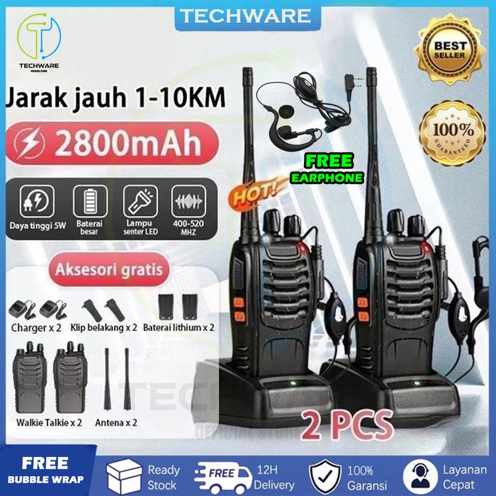 Promo Handy Talky Radio HT BF888s Jarak Jauh 10 KM With Headset/ Walkie ...