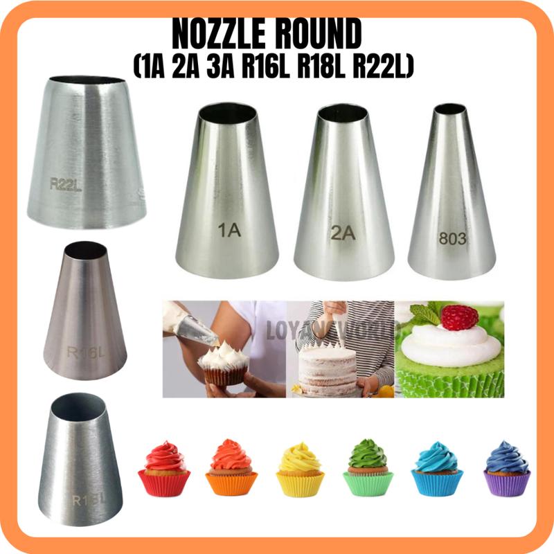 1A 2A 3A R16L R18L R20L R22L Nozzle Large Round Piping Tip Decorating ...