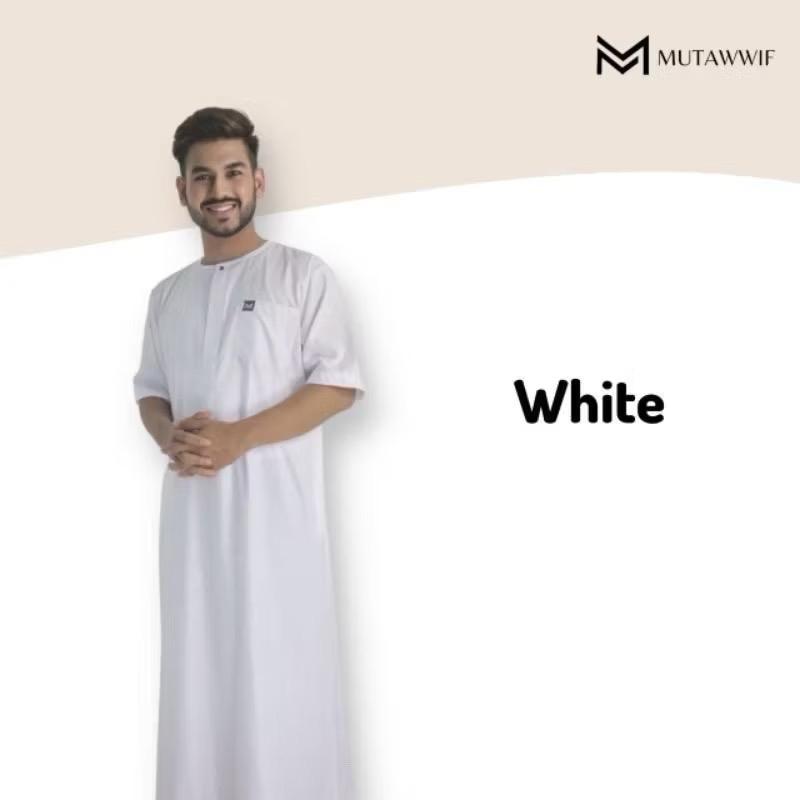 JUBAH ROUND NECK LENGAN PENDEK COMOCREPE JUBAH LELAKI MEN MUSLIM ...