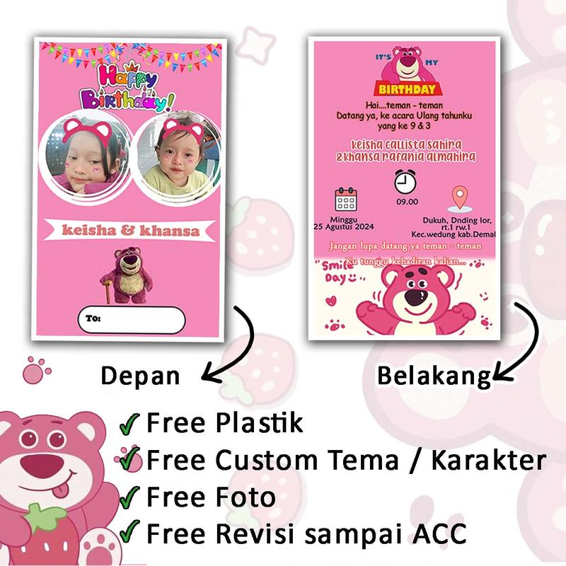 ISI 30 PCS COD Termurah Undangan Ulang Tahun - Tema Karakter Lotso ...
